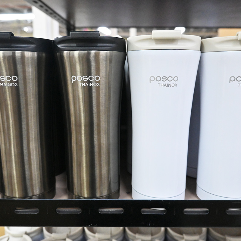 ผลงาน กระบอกน้ำสแตนเลส สกรีนโลโก้ posco THAINOX | กระบอกน้ำ พรีเมี่ยม ...